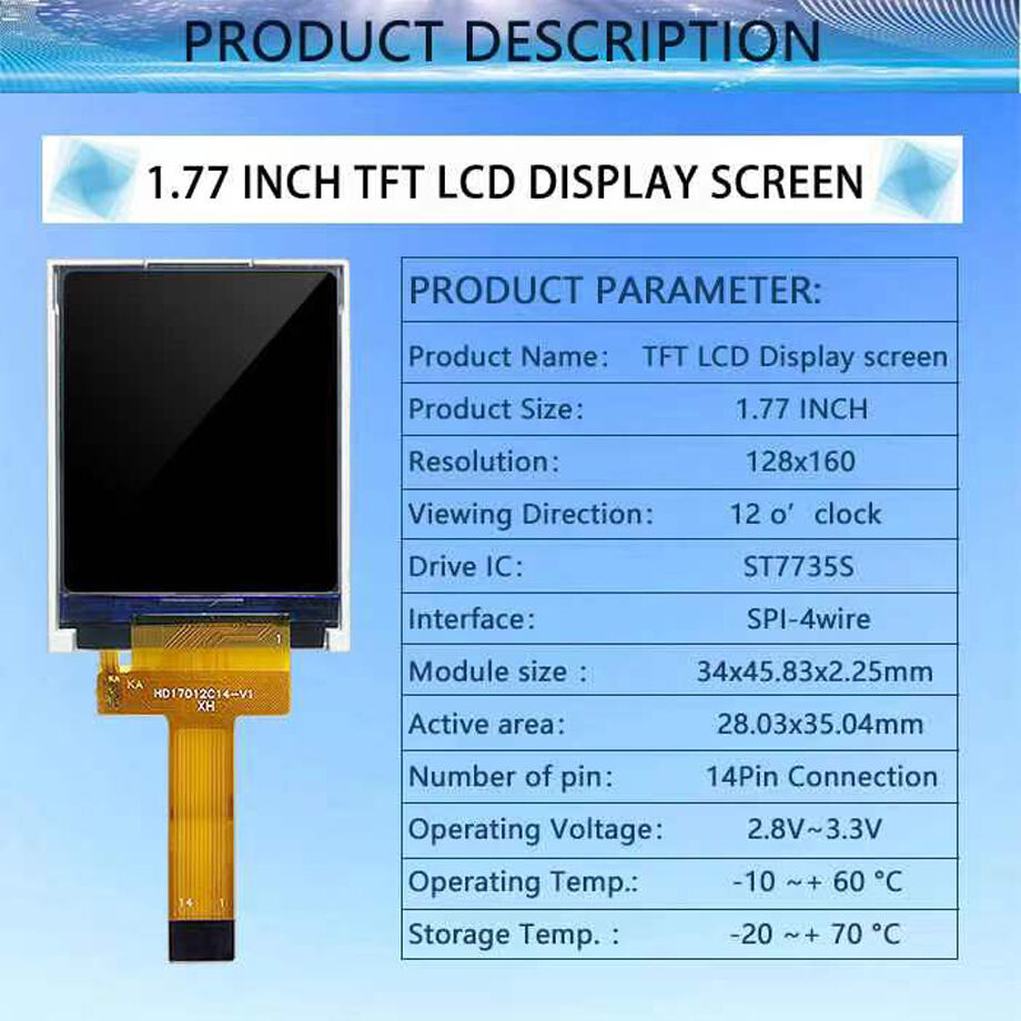 Tft Lcd 1.77'' 1.8'' 128*160 128xrgbx160 Tft Lcd 1.8 1.77 Inch 128x160 Lcd Display Module 14 Pin ...