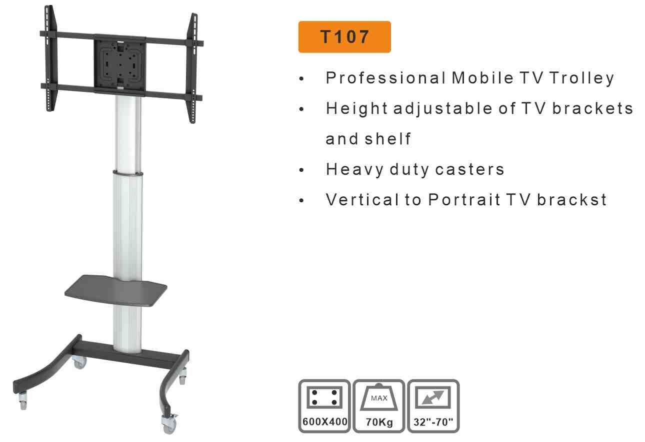 Sliver Vesa600x400 With Camera Holder Floor Mobile Tv Mount Carts ...