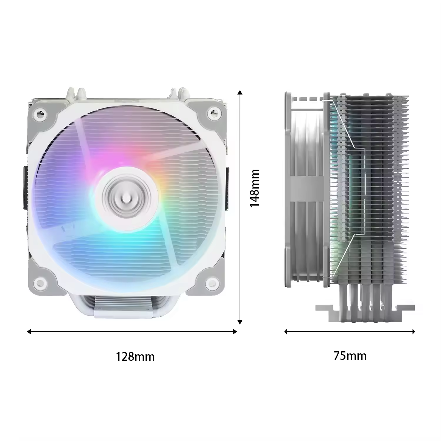 All White120mm 5 Heat Pipes Gaming Computer Argb Cpu Fans Efficient ...