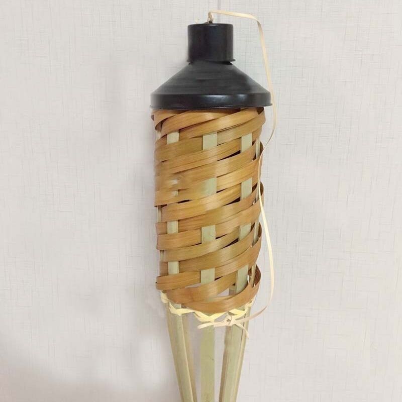 Garden Light Bamboo Torch With Black Metal Wick Holder For Outdoor ...