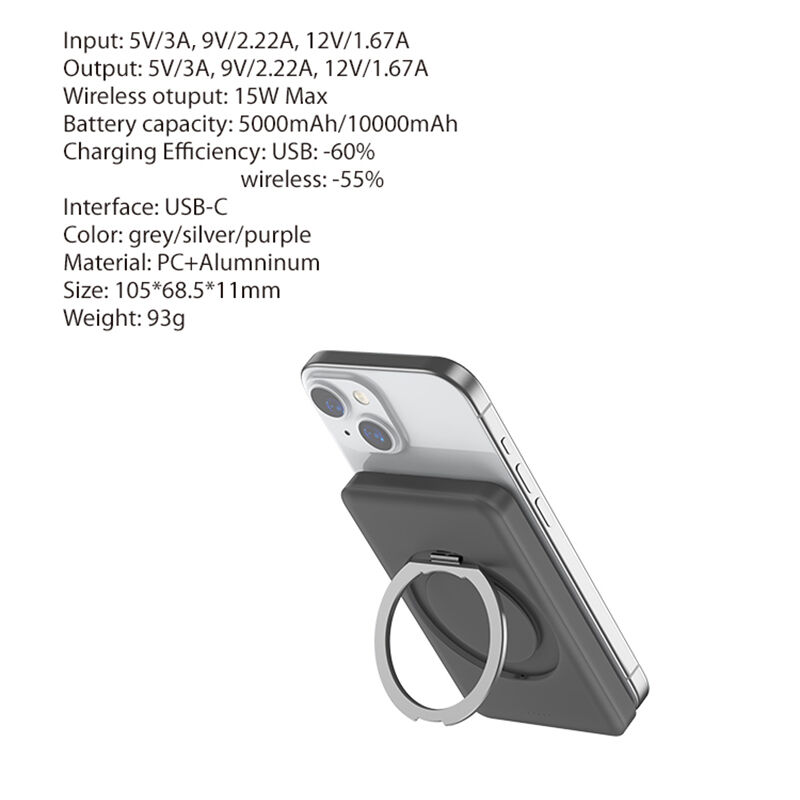 Sleek 5000mah Power Bank With Dual Plugs And Adjustable Stand For Multi ...