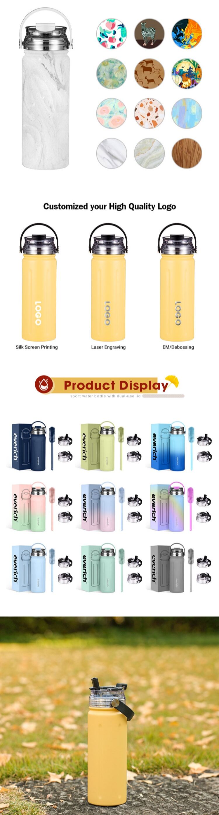 Wholesale 24oz Double Wall Stainless Steel Vacuum Flask Water Bottle ...