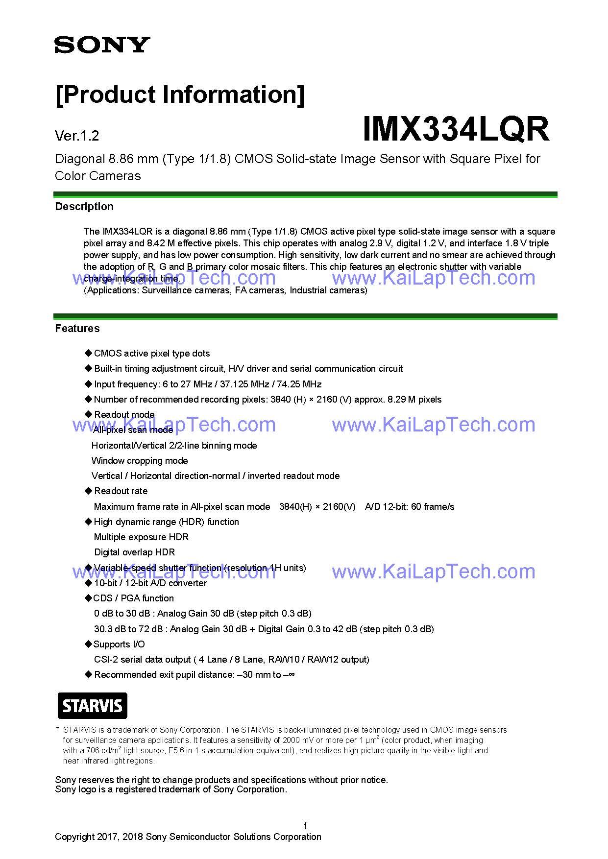 Klt-fms-imx334 V1.0 8.42mp Imx334 Interface Mipi M12 Mise Au Point Fixe ...