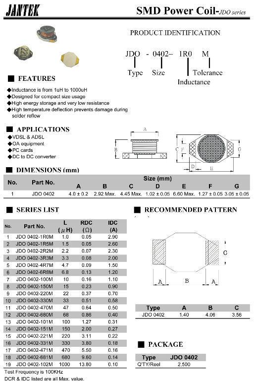 Taiwan Manufacturers Of Smd Power Coil, Jdo Series $0.05 - Wholesale ...