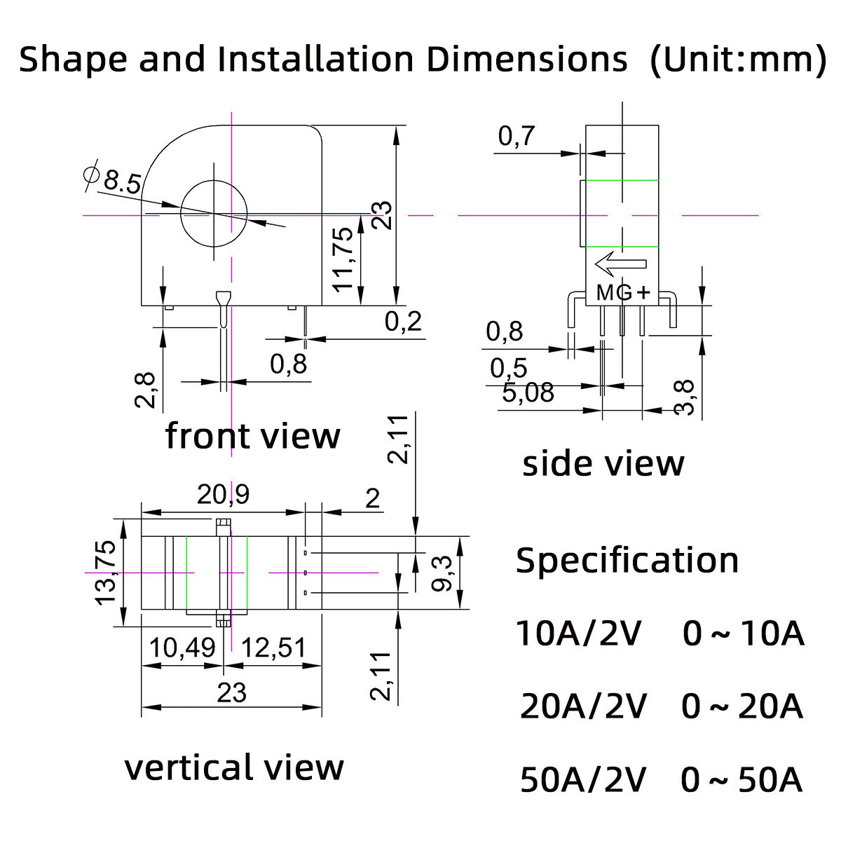 Tr Ac/dc Measurement Linear Hall Effect Electric Current Sensor ...