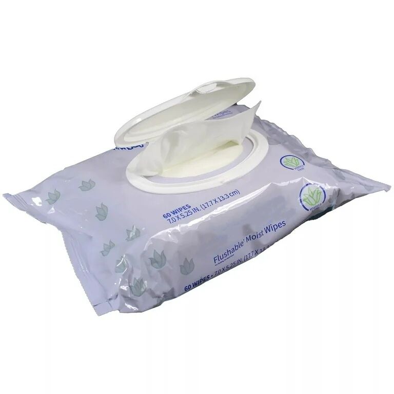 Fragrance Free Pure Water Toilet Wipe Biodegradable Flushable Wet Wipes ...