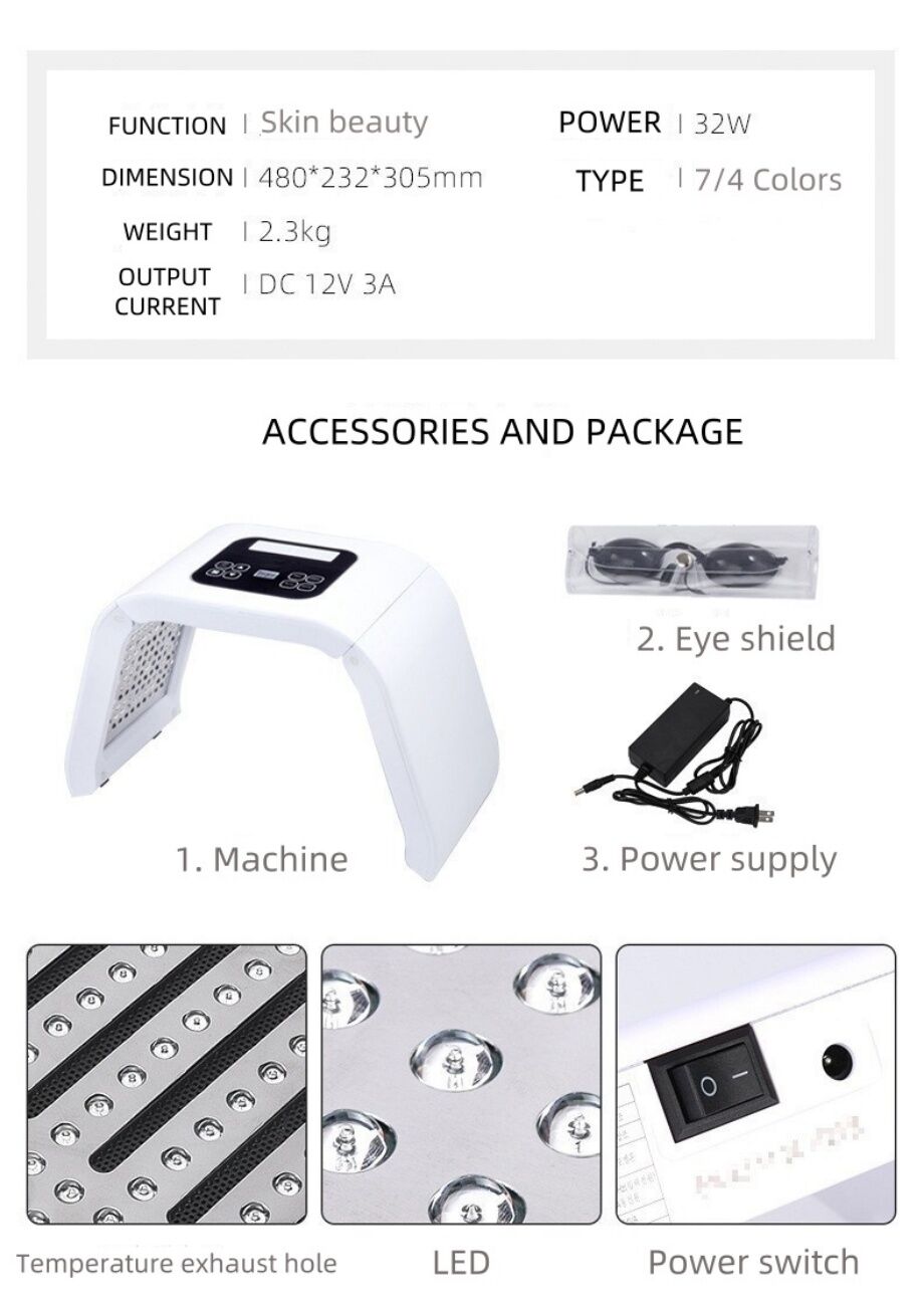 7 Colors Or 4 Colors Foldable Pdt Equipment, Pdt Led Light Therapy ...