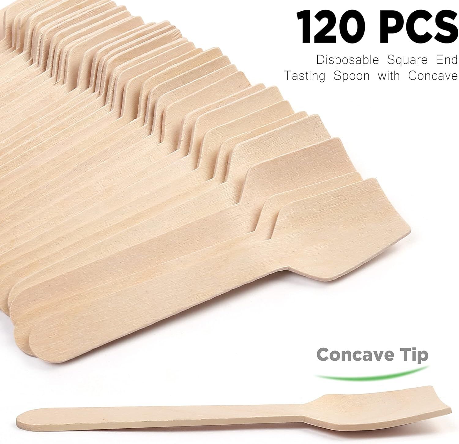 Biodegradable Disposable Ice Cream Scoops Square End Premium Wooden ...