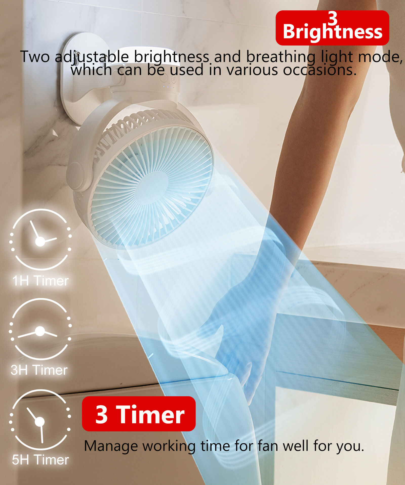 Wall Small Fan With Remote Control And Timer, 8.5inch, 4 Speeds ...