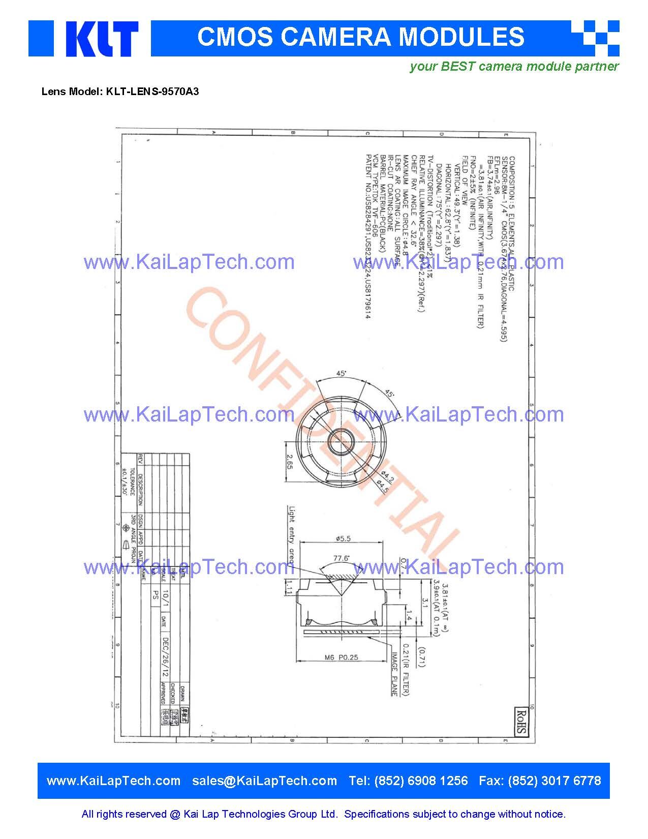 Klt-rp-imx219 V3.0 8mp Imx219 Interface Mipi Mise Au Point Fixe Module ...