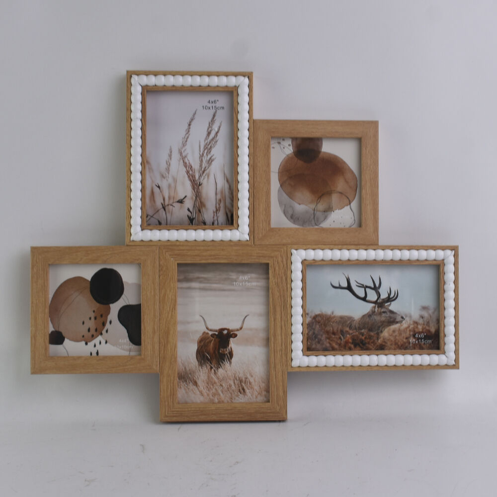 Wooden Multi Collage-3 Photo Frame With Dry Flower Mdf Paper Wrap ...