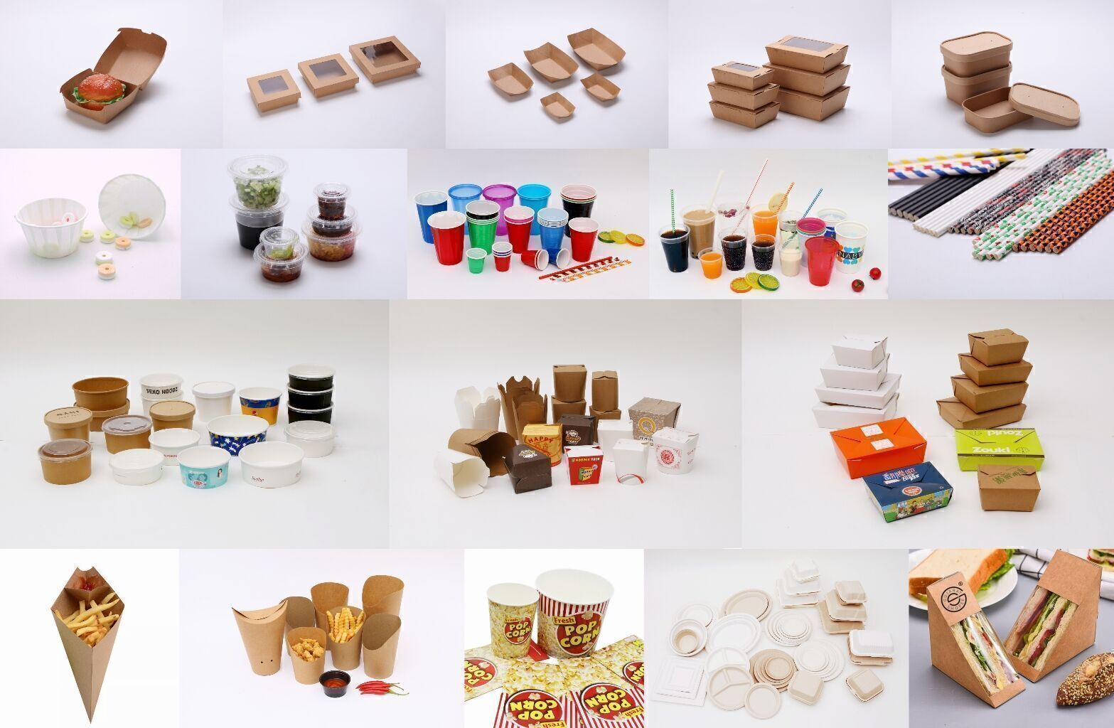 Full Size Customized Printed Disposable Takeout Takeaway White Paper ...