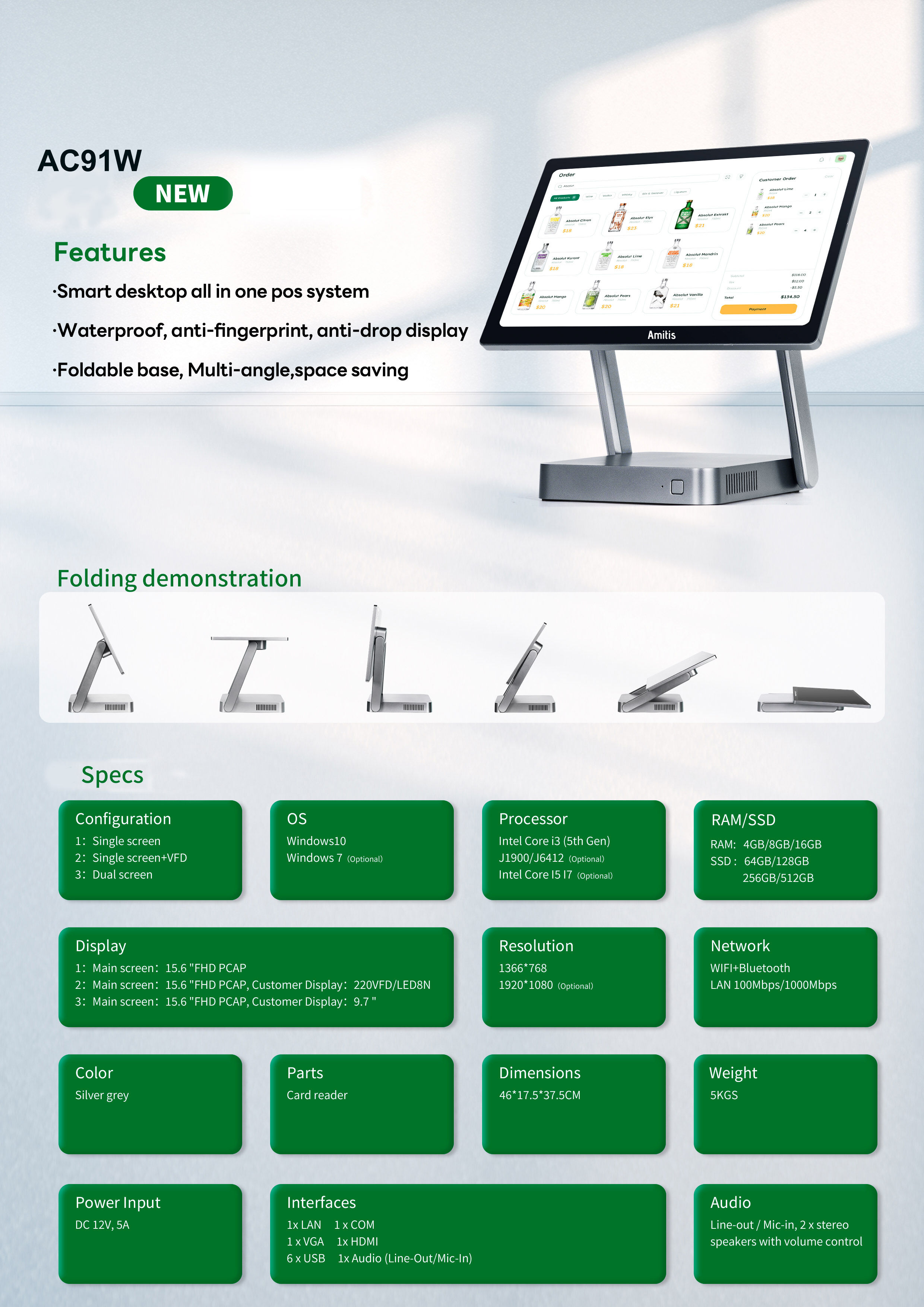 Wholesale 15.6''touch Foldable Screen Checkout Machine Pos Terminal ...