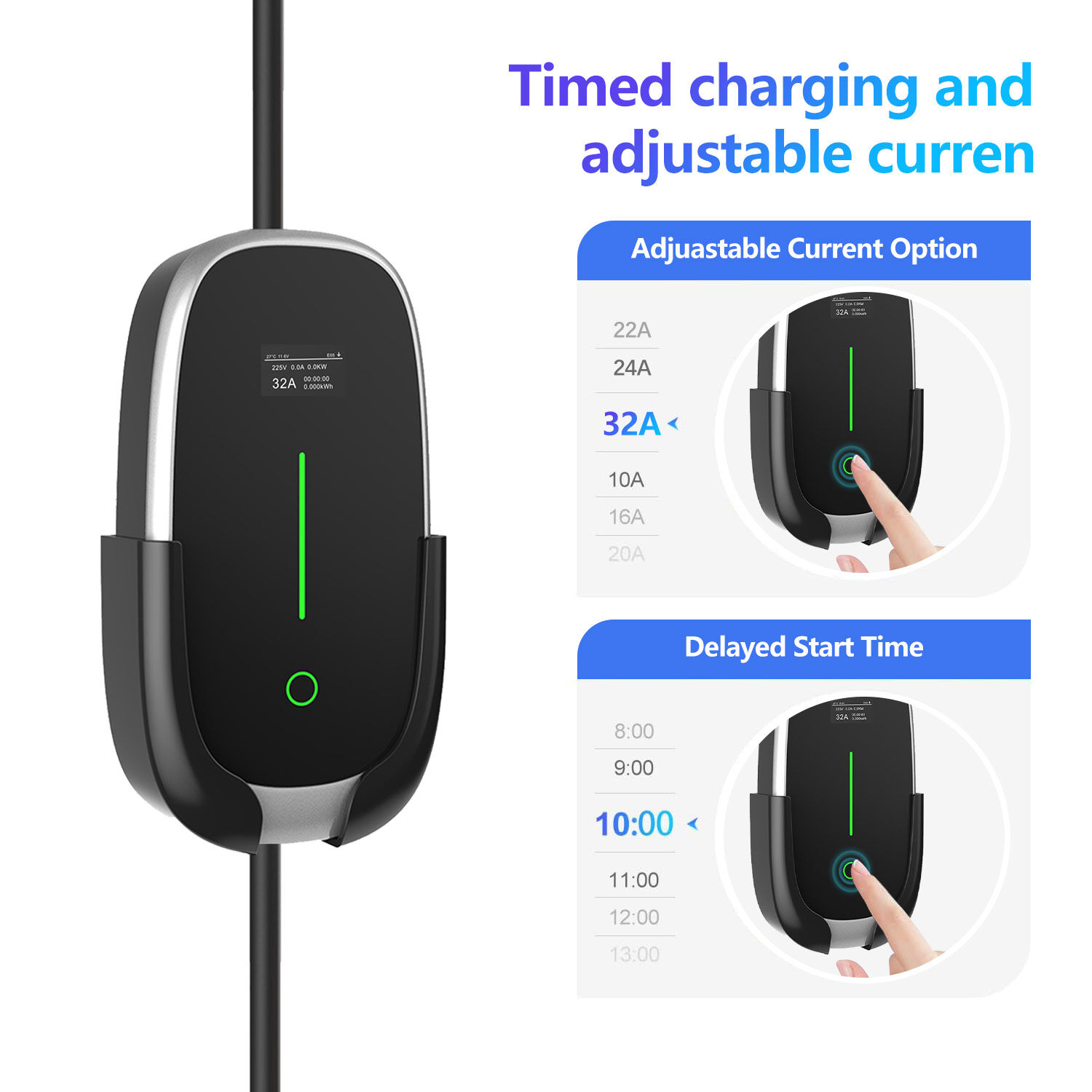 2 In 1 Portable 7.4 Kw Ev Chargr 32a Wi-fi App Mobile Ev Charger ...