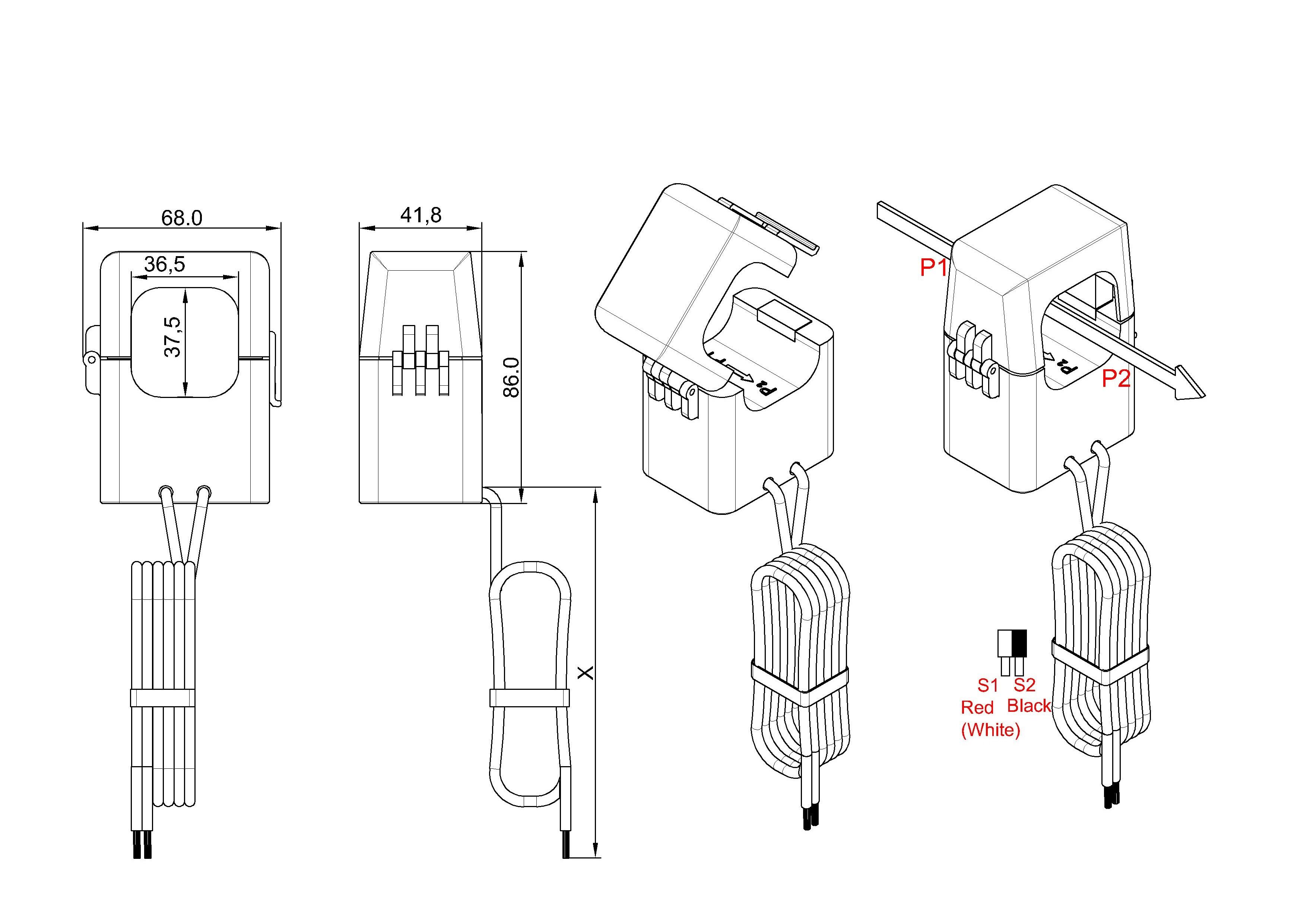 Ul Xh Sct T36 400a 1a Split Core Current Transformers Cts For Pv
