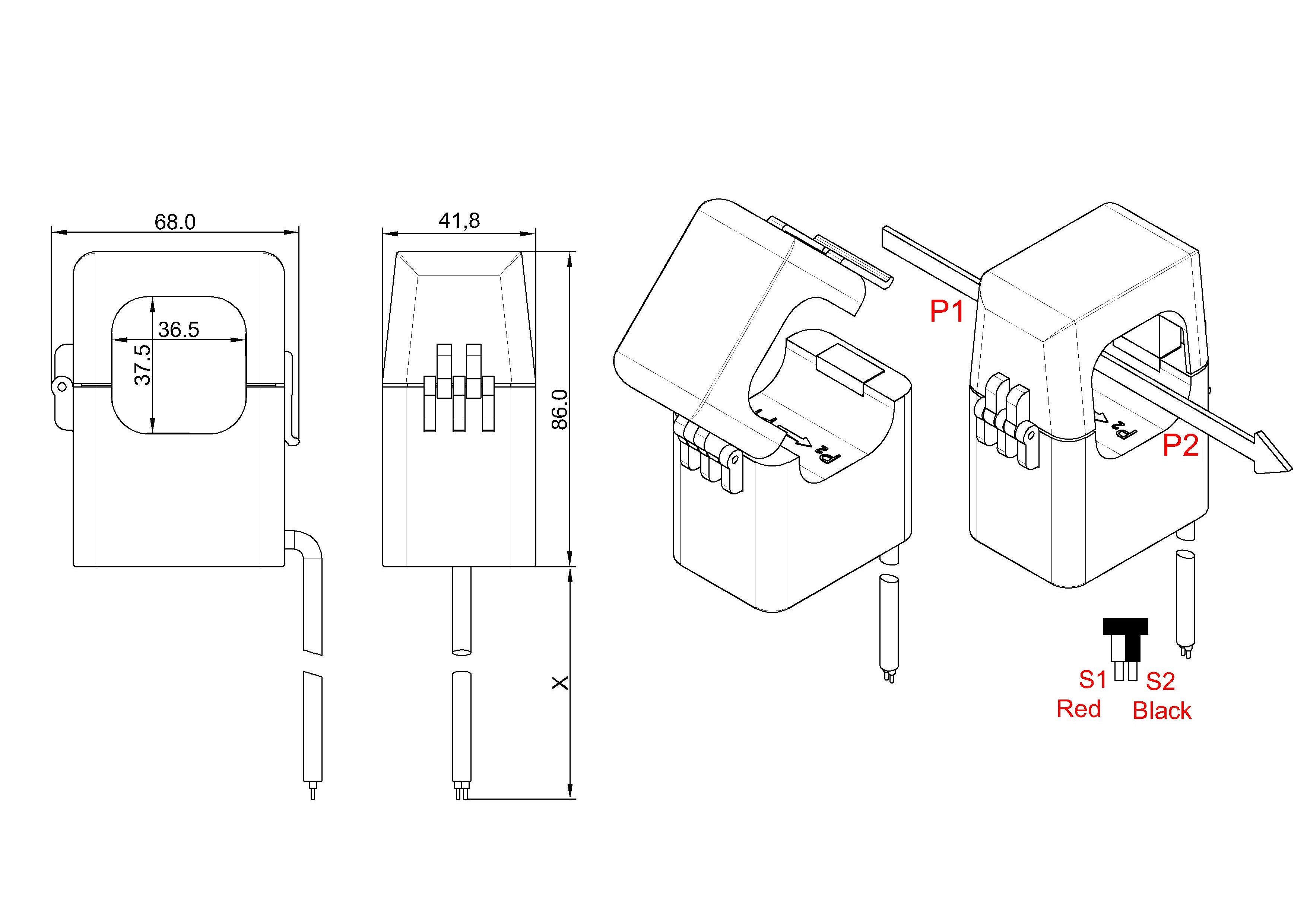 Ul Xh Sct T36 400a 1a Split Core Current Transformers Cts For Pv