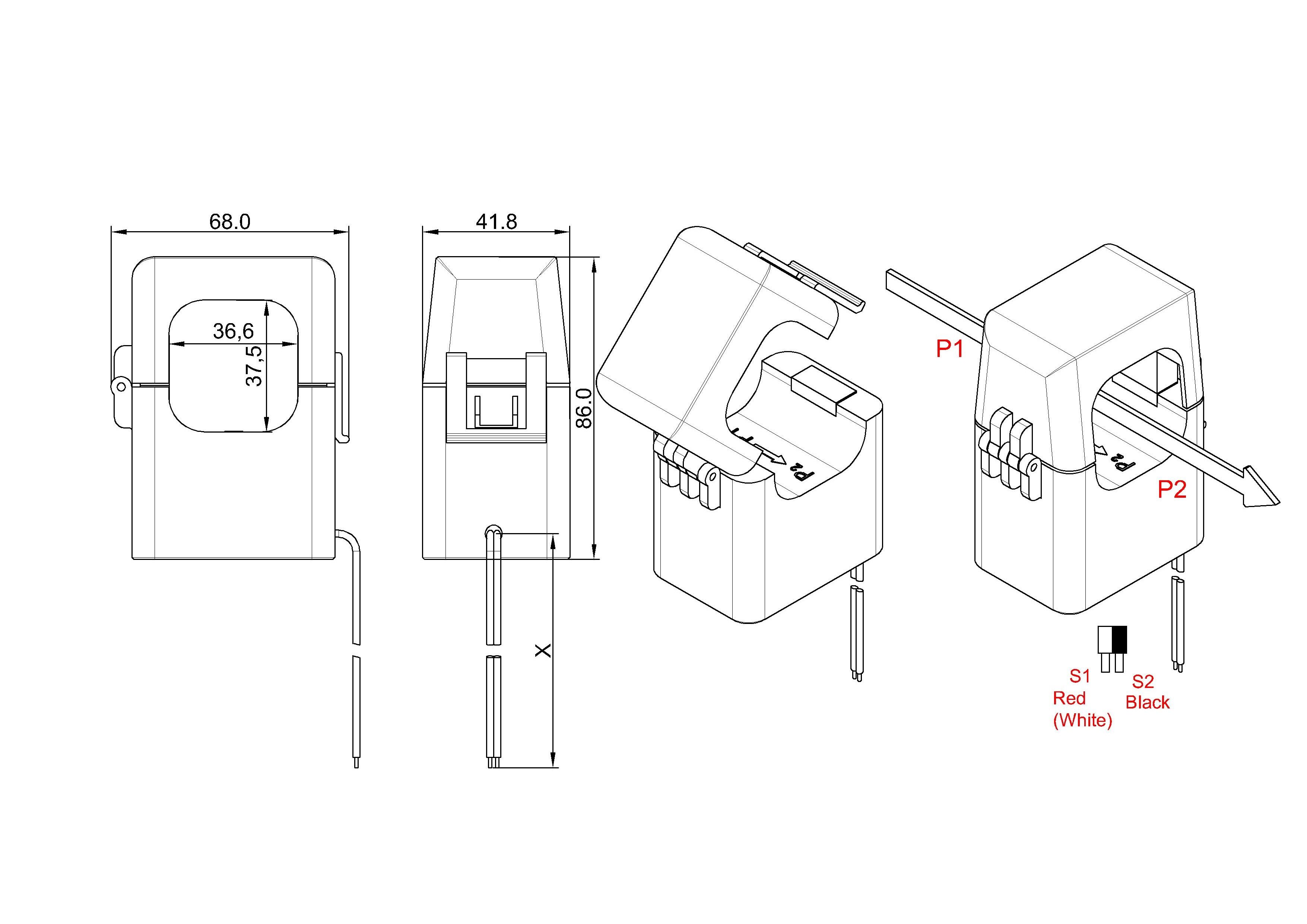 Ul Xh Sct T36 400a 1a Split Core Current Transformers Cts For Pv
