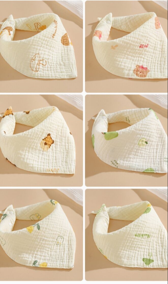 Food Grade Cotton Triangle Shaped Bib 4 Layers Summer Baby Cotton Bibs ...