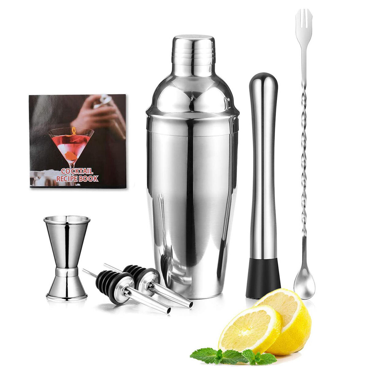 Stainless Steel Cocktail Shaker 750ml Shaker Measuring Cup Wine Bottle ...