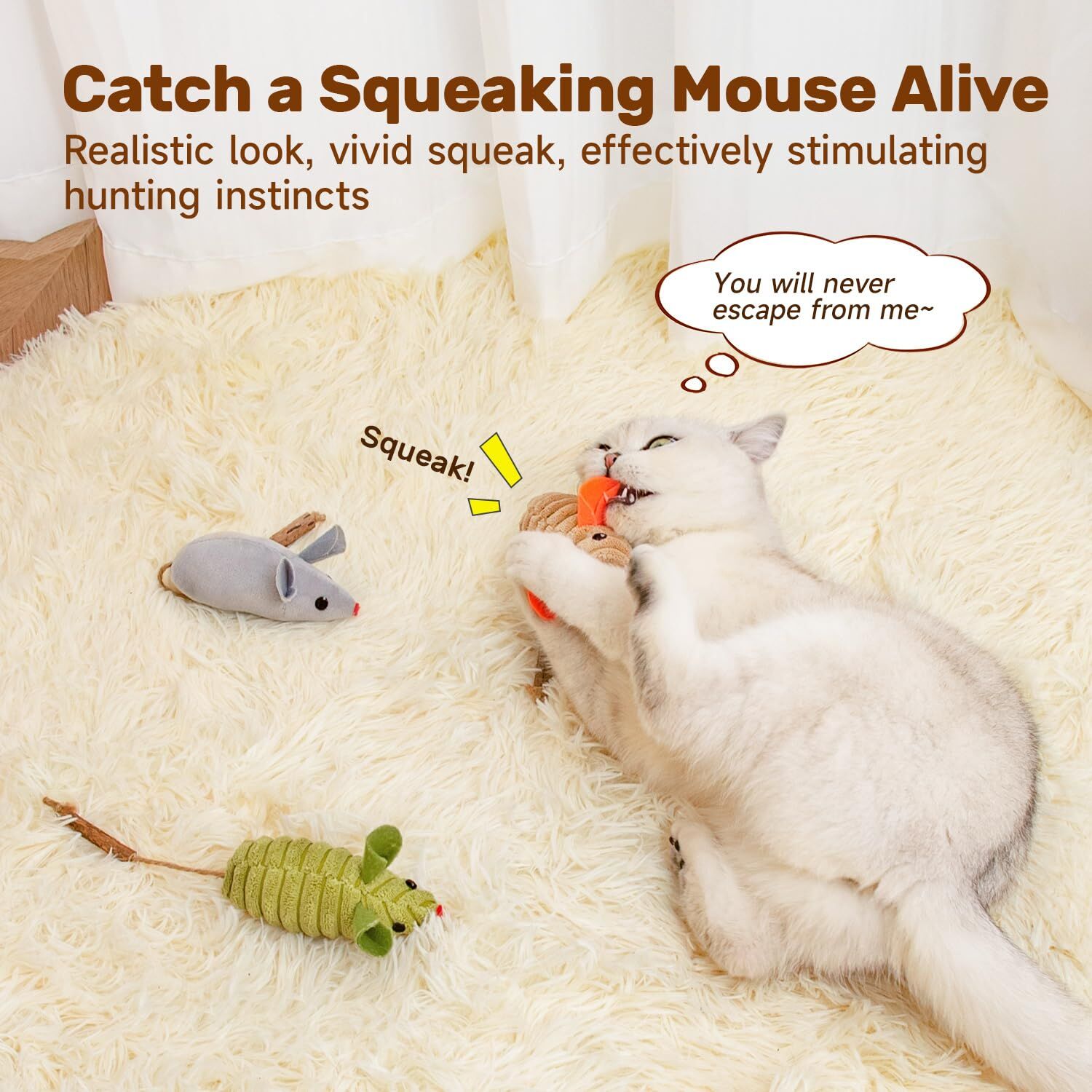 Wholesale Cat Interactive Toy With Catnip Plush Mouse Cat Squeak Toy ...