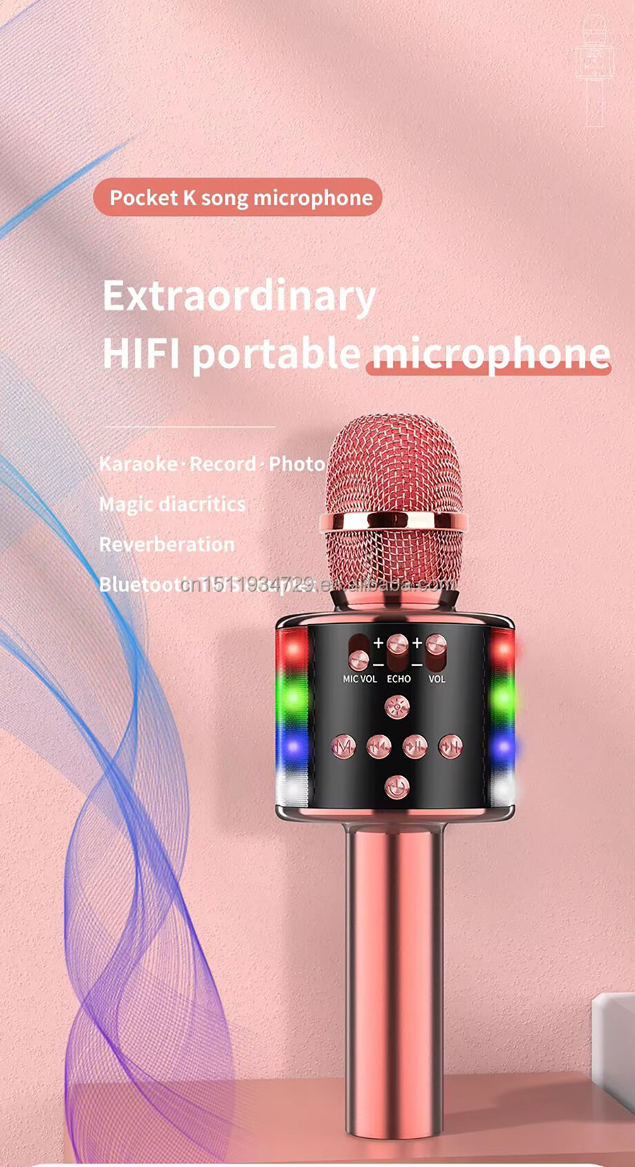 Karaoke Microphone Blue Tooth Wireless,portable Karaoke Machine Mic ...