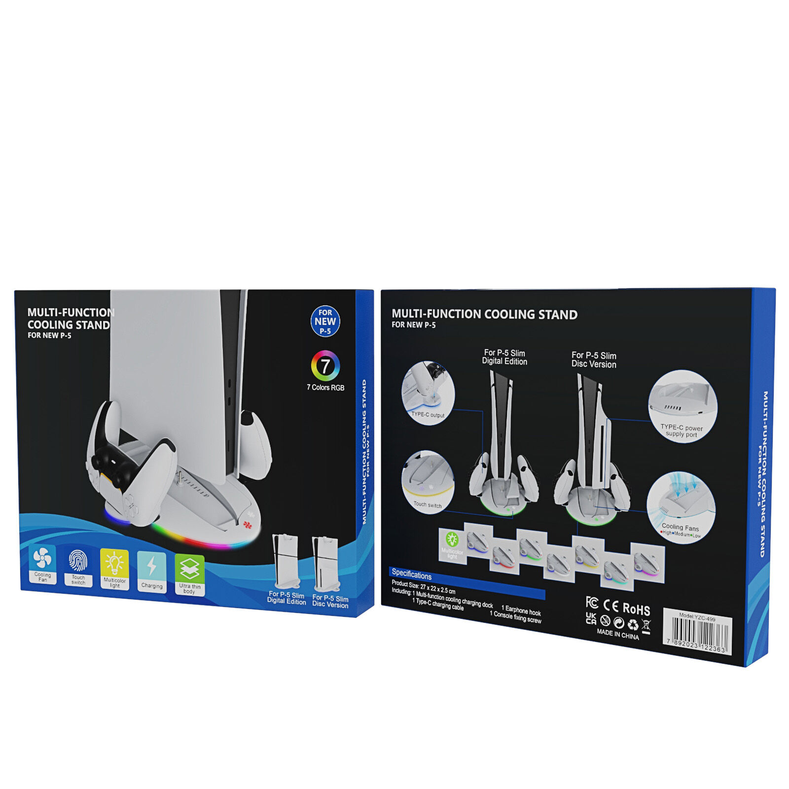 Ps5 Ultra-thin Bracket And Cooling Station, With Rgb Dual Controller ...