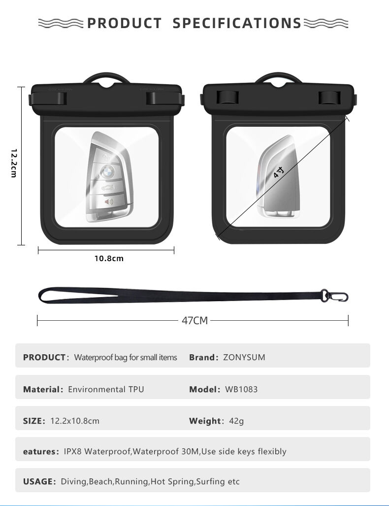 Suppliers Black Car Key Wallet Swimming Dry Key Case Bag Waterproof ...