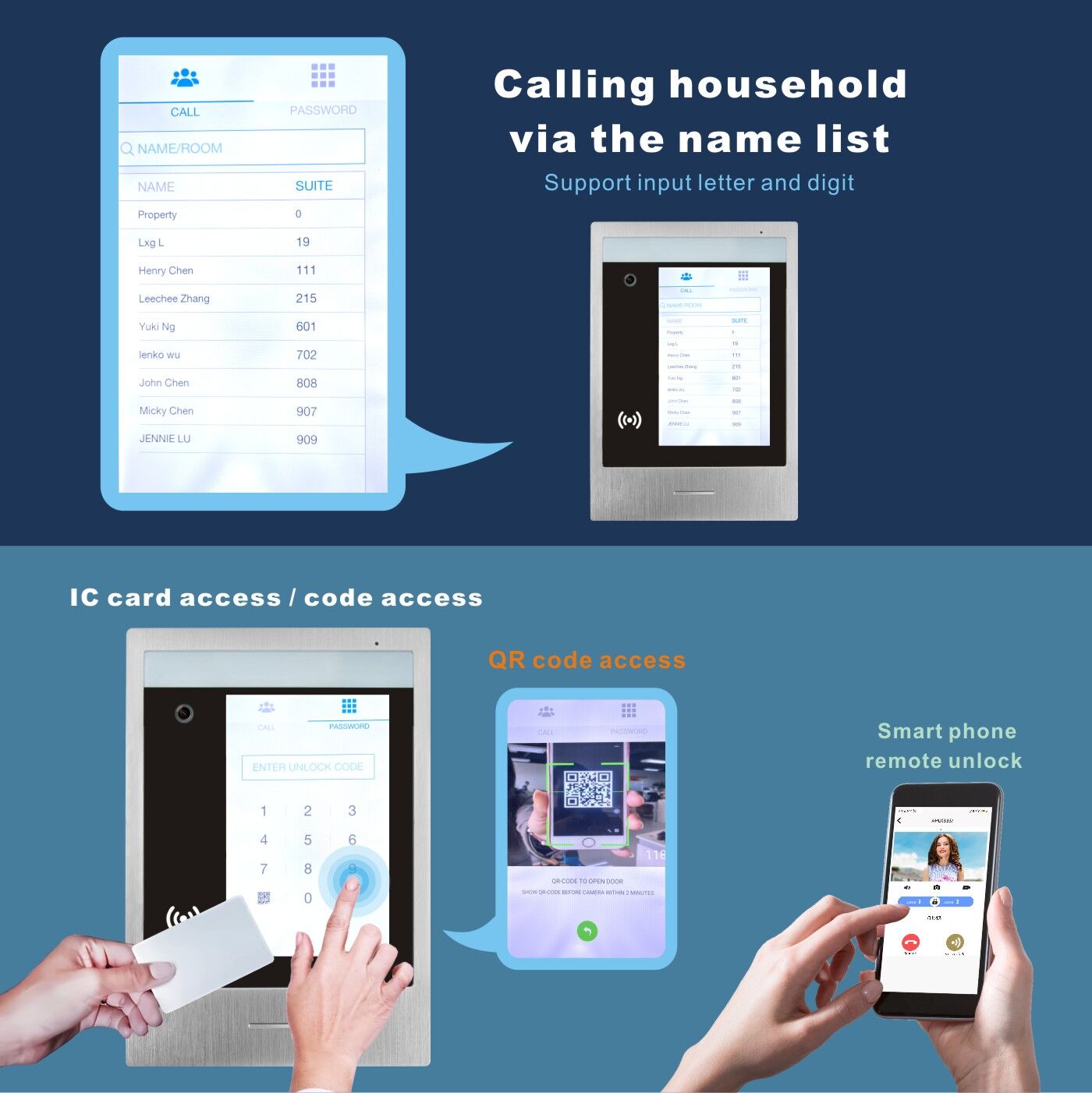 Wireless Wifi App Control Face Unlock 10" Tft-lcd Touch Screen Smart Ip ...