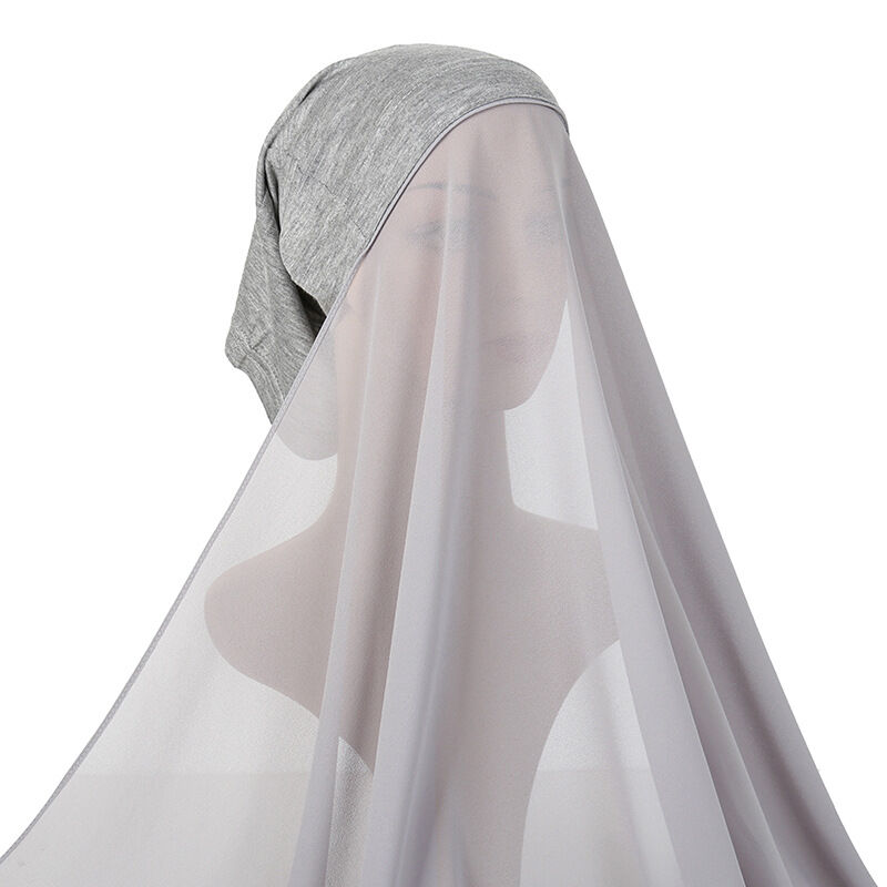 Wholesale Women Pearl Chiffon Hijabs With Cotton Modal Base Cap Muslim ...