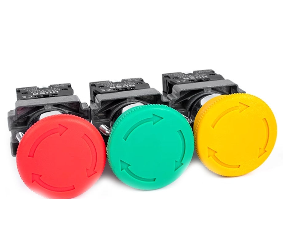 Xb2-bs Metal Head Yellow Emergency Stop Switch Stop Button Rotation ...