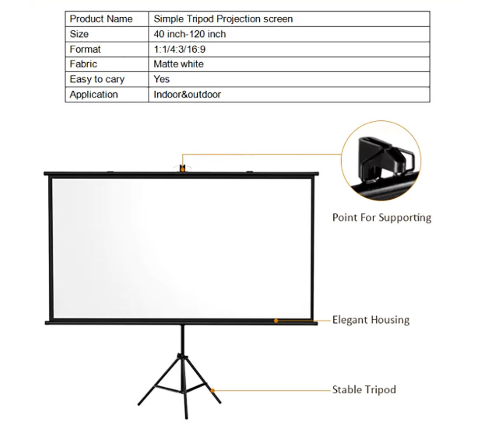 Factory Portable Tripod Projector Screen 84 Inch 4:3 Tripod Stand ...