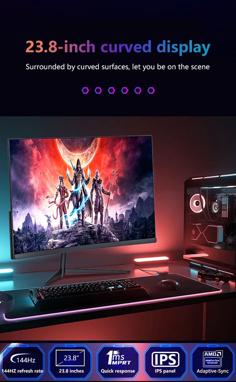 Wholesale All Black Plastic Shell 23.8 Inch 1k Fhd 75hz Desktop Lcd ...