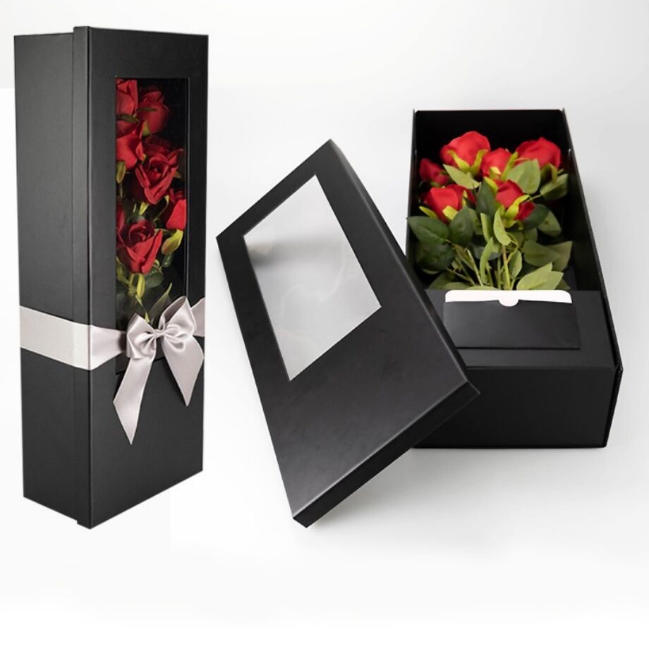 Folding Flower Box With Window Opening And Up And Bottom Cover, 1200gsm ...
