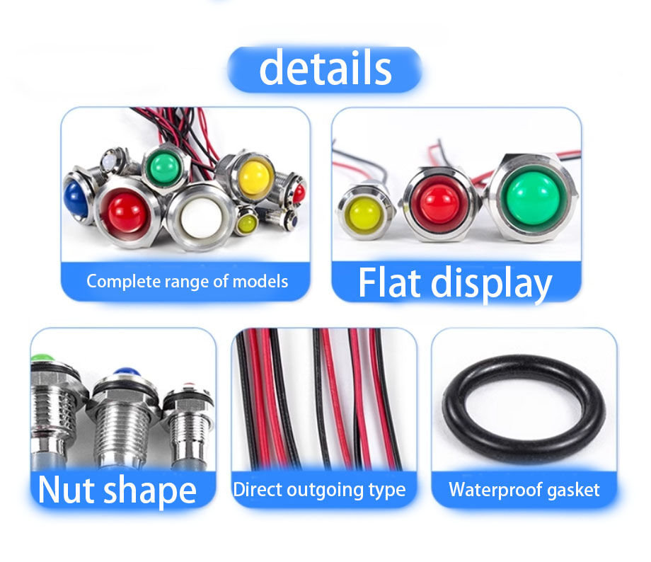 Excellent Quality 10mm Flat Head Three Color Outlet Led Luminous Power ...