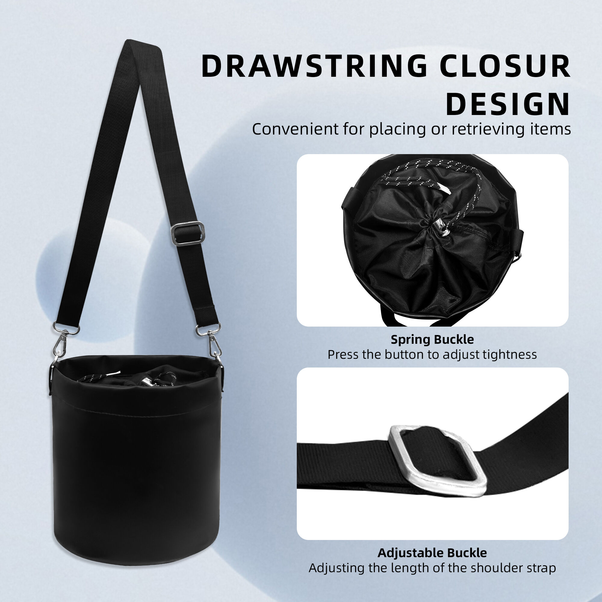 Universal Style Pvc Waterproof Crossbody Bag Drawstring Bucket Bag Men ...