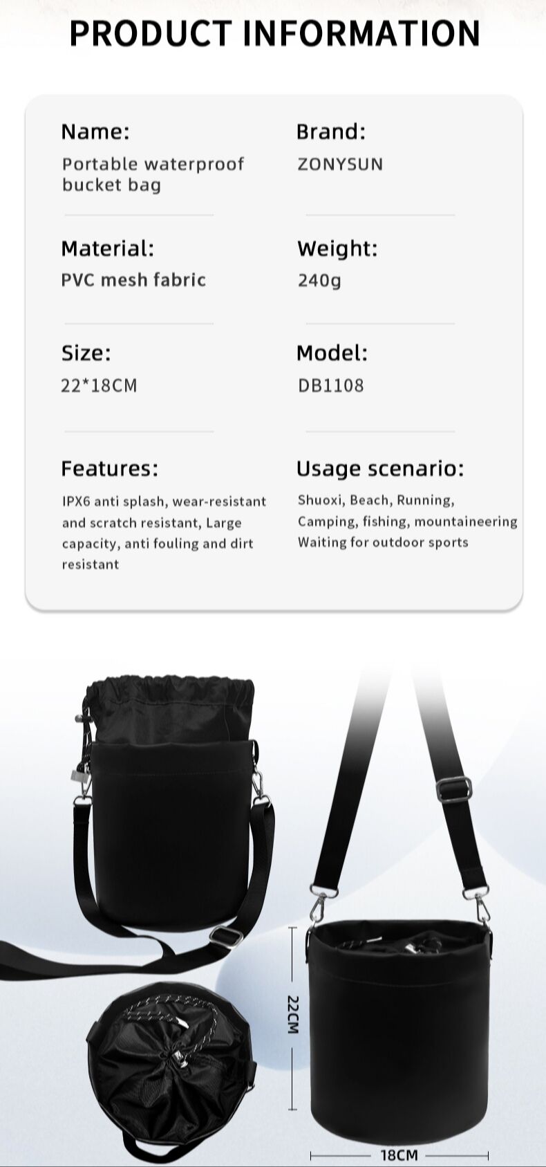 Universal Style Pvc Waterproof Crossbody Bag Drawstring Bucket Bag Men ...