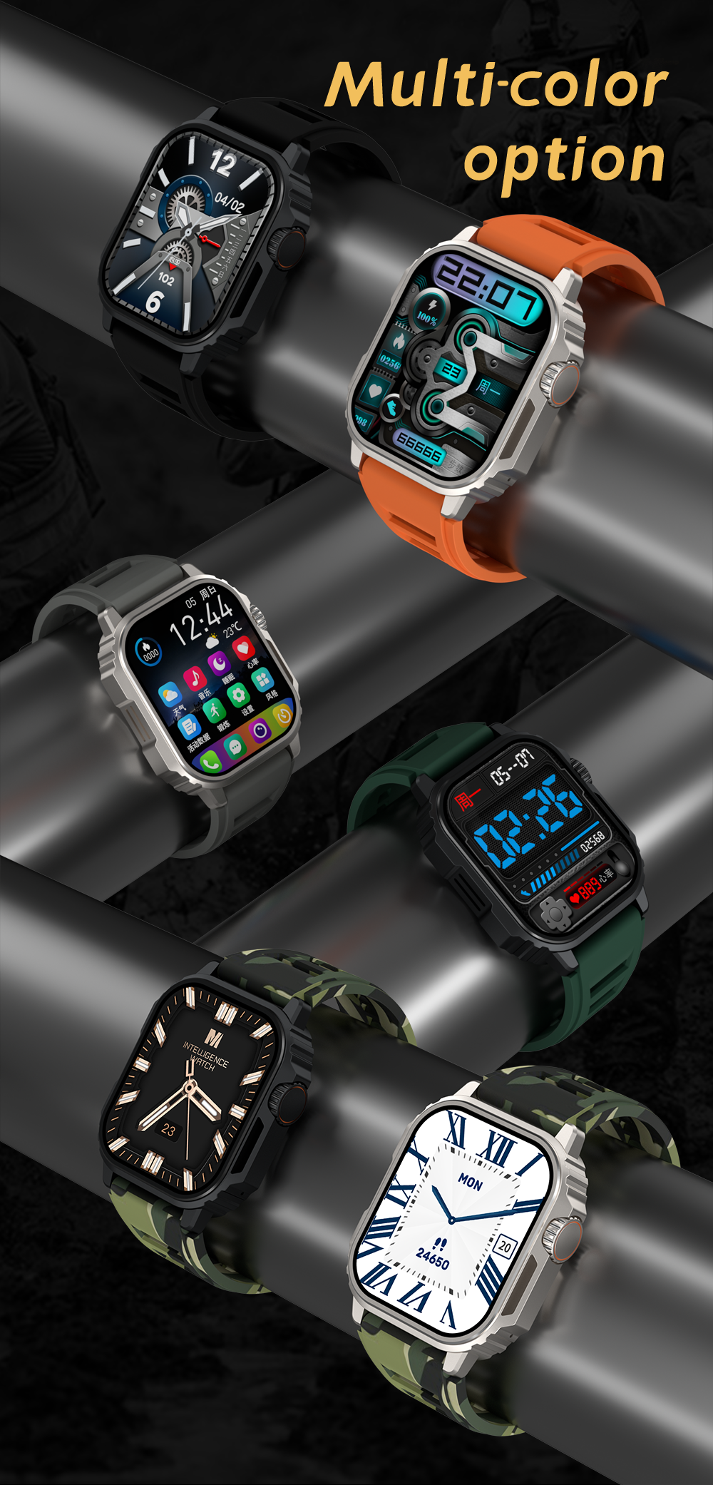 2024 Shenzhen Fashion Design Rectangular Smartwatch Rugged Design With ...