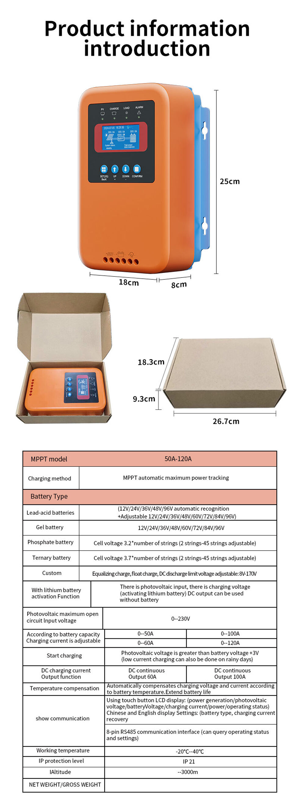 Household Mppt Controller 60a-100a Solar Controller 12/24v Automatic ...