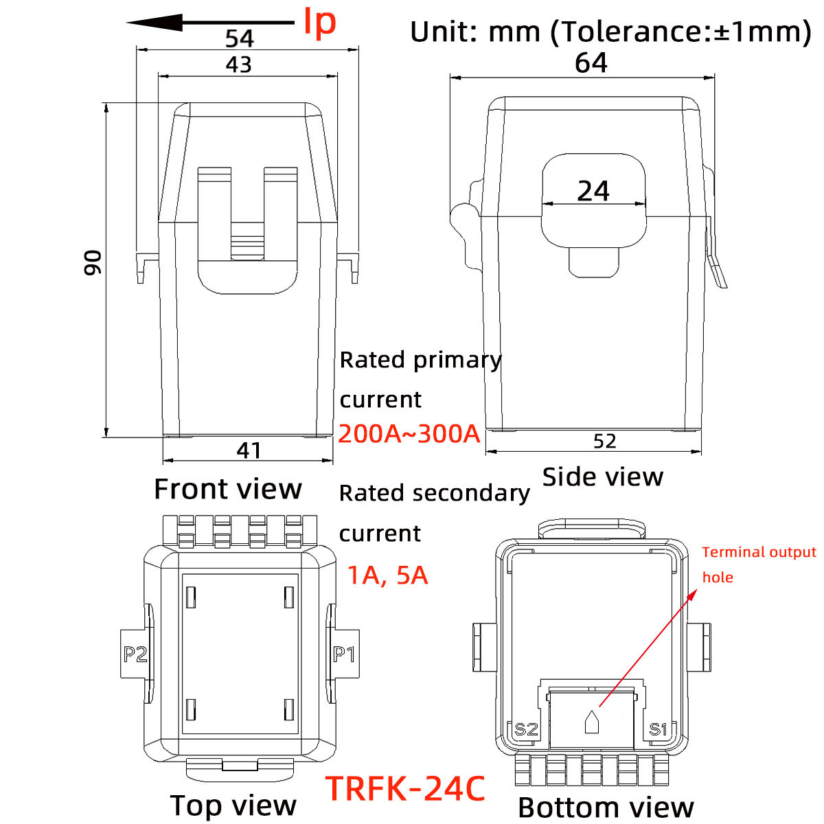 Split Core Current Transformer Open Type Ct Ac 5a 2.5ma 400a 100ma 500a ...