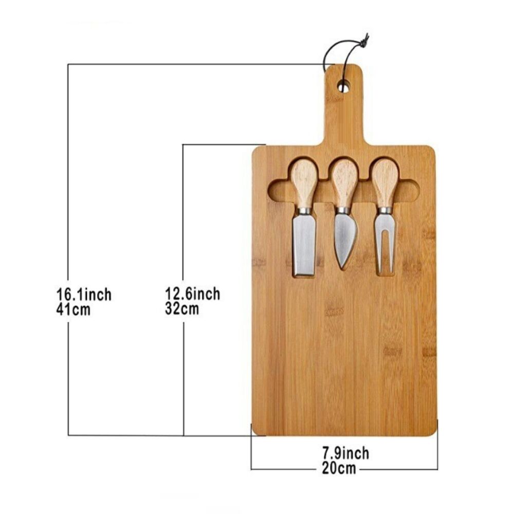 Customized Bamboo Cheese Cutting Board And Knife Set Rotating Wood ...