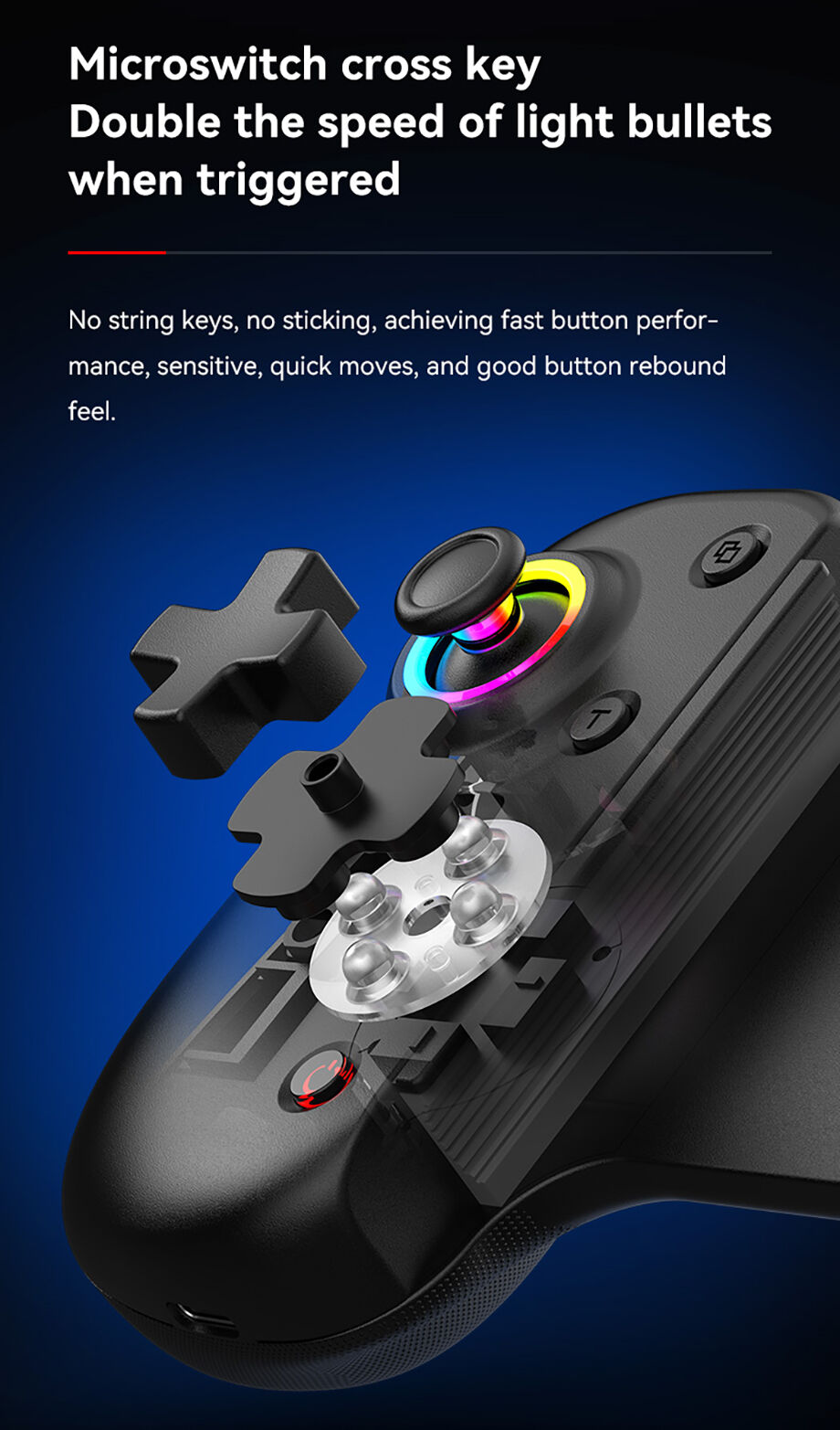 A D8 Pro Stretching Bt Gamepad Retractable Gamepad Rgb Hall Rocker ...