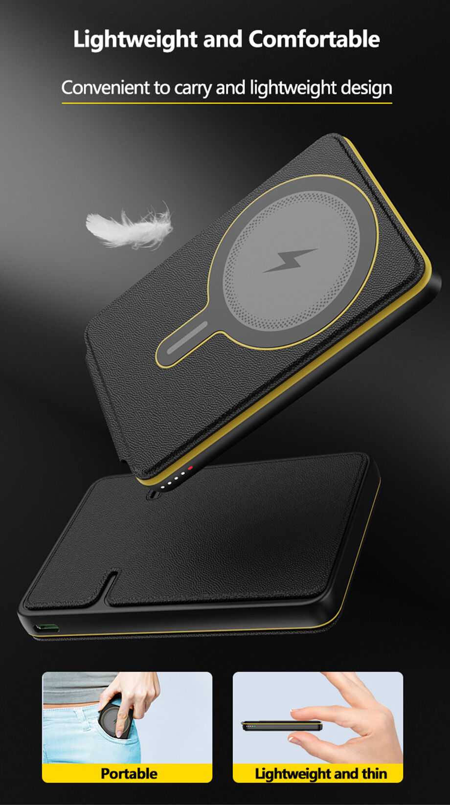 New Design Ultra Thin Lightweight Leather Texture 5000mah Pd20w Fast ...