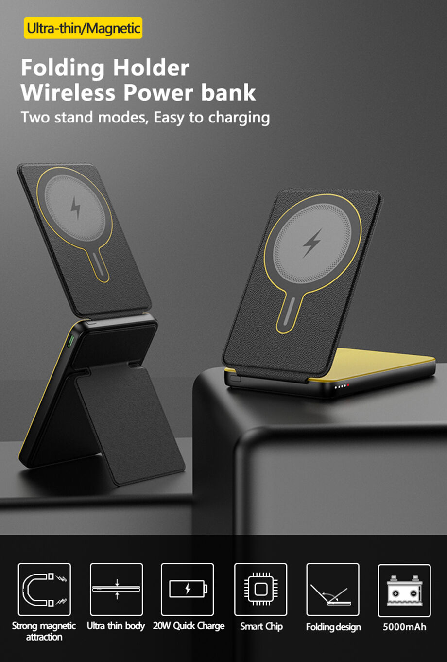 New Design Ultra Thin Lightweight Leather Texture 5000mah Pd20w Fast ...