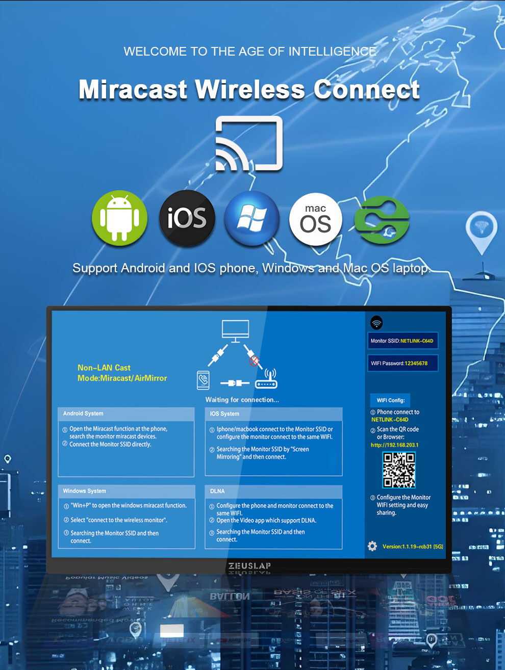 Buy China Wholesale Zeuslap 16" Touch Screen Miracast Portable Ips ...