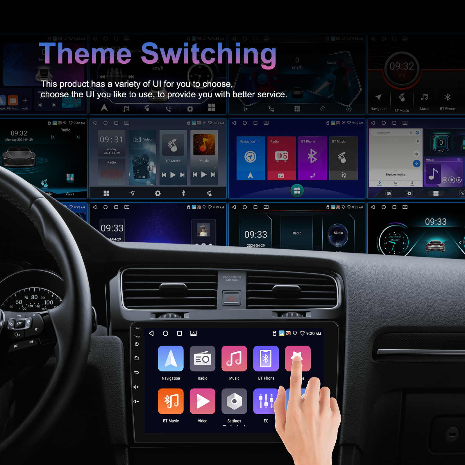 Podofo 9'' 360 Degree Rotate Ips 4+64g Android Car Stereo Autoradio ...