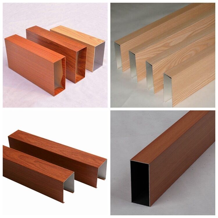 6000 Series Wood Grain Heat Transfer Decorative Square Aluminium Pipe ...