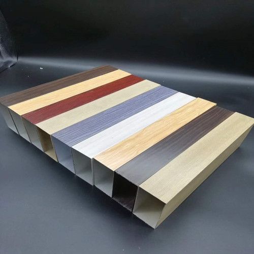 6000 Series Wood Grain Heat Transfer Decorative Square Aluminium Pipe ...