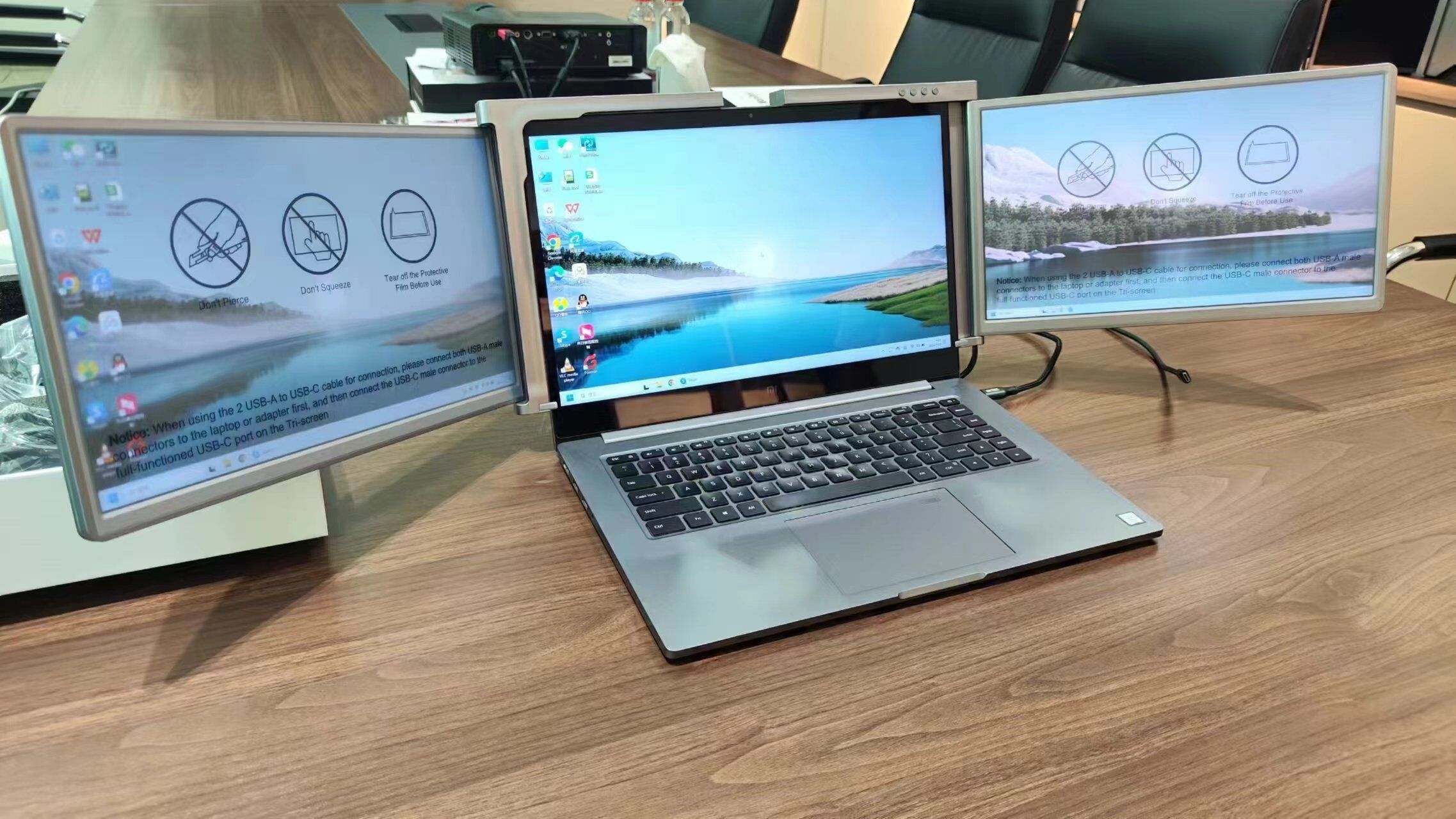 15.4 Inch Lcd Display Triple Screens Laptop Extender Monitor Two Cables ...
