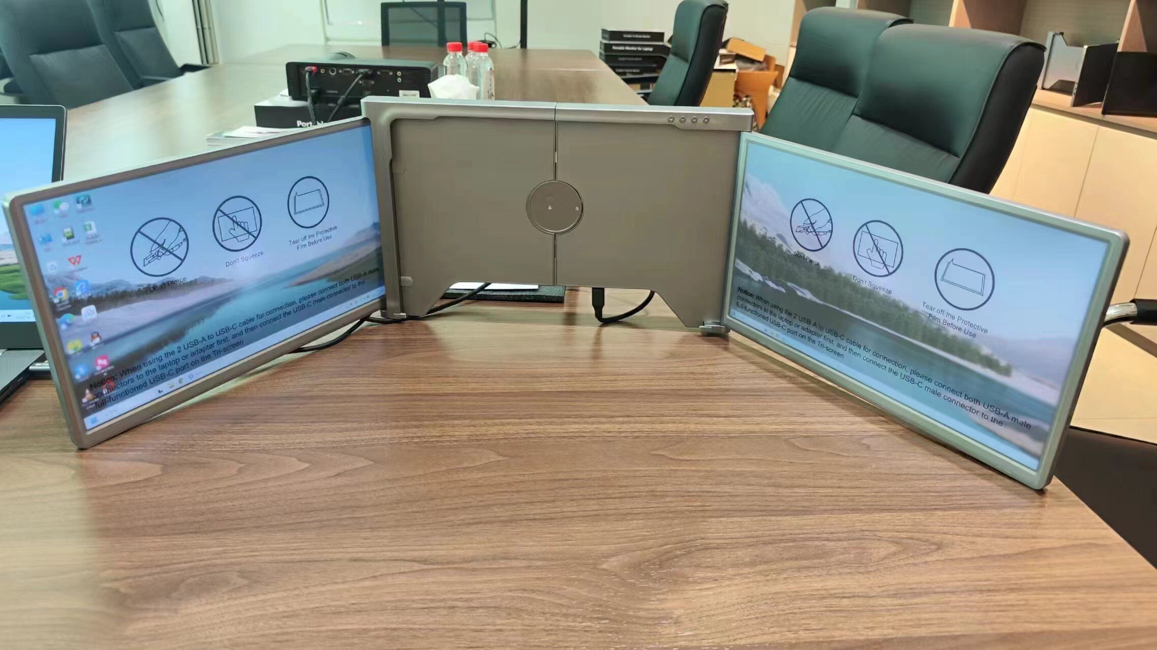 15.4 Inch Lcd Display Triple Screens Laptop Extender Monitor Two Cables ...