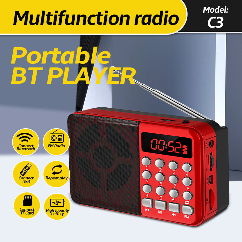 Portable Fm Radio With Bluetooth 5.0 Speaker, Rechargeable ...